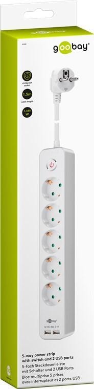 5-vägs grenuttag med strömbrytare och 2 USB-portar - Elgiganten