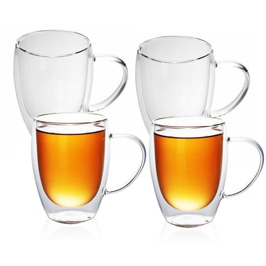 4x Kaffeglas Teglas Kaffekopp Mugg Termoglas 300-400ml - Elgiganten