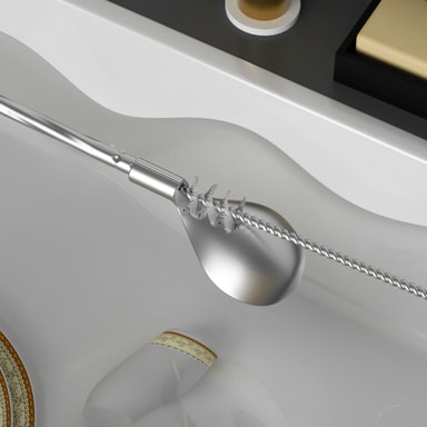 8x Stålskedar 19cm 2 smala borstar för rengörin(Silver) - Elgiganten