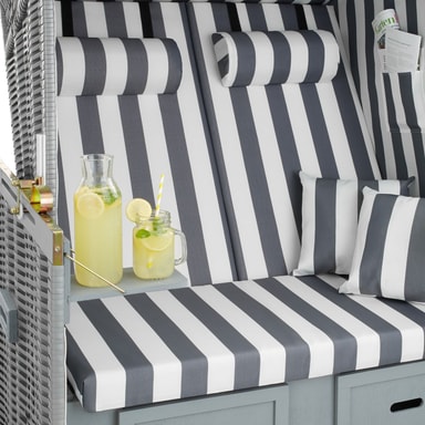 tectake Strandkorgstol med dyna - grå/vit - Elgiganten