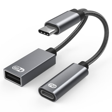 USB-C hane till USB-hona + USB-C PD ladduttag och OTG-adapter USB 2.0 ...