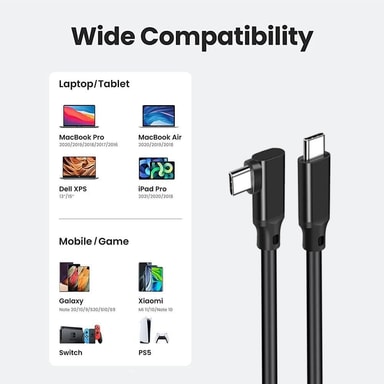 NÖRDIC 50cm Vinklad USB3.2 Gen2 SuperSpeed USB 10Gbps USB-C till C PVC ...