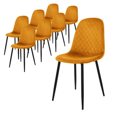 ML-Design Matstol set om 8, senapsgul med metallben - Elgiganten