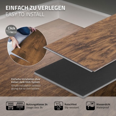6 m² Klickvinylgolv akacia 4,2 mm brunt PVC-laminat - Elgiganten