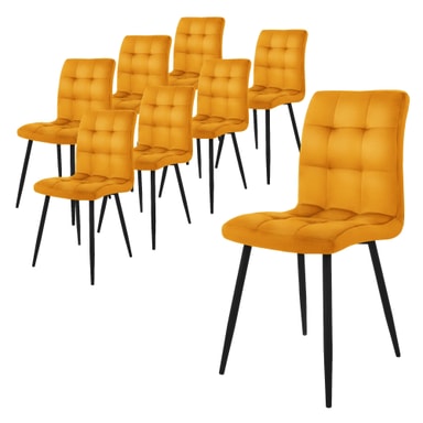 ML-Design Matstol set om 8, senapsgul med metallben - Elgiganten