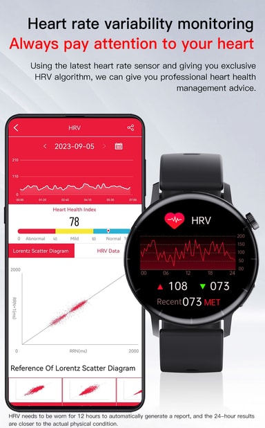 Smart klocka med EKG-puls, blodsyre, blodsocker, sömnmonitor Brun ...
