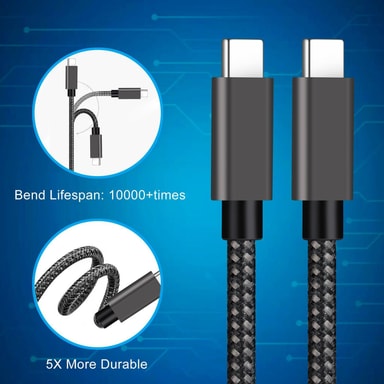 NÖRDIC 50cm USB3.2 Gen2 SuperSpeed USB 10Gbps USB-C till C nylonflätad ...