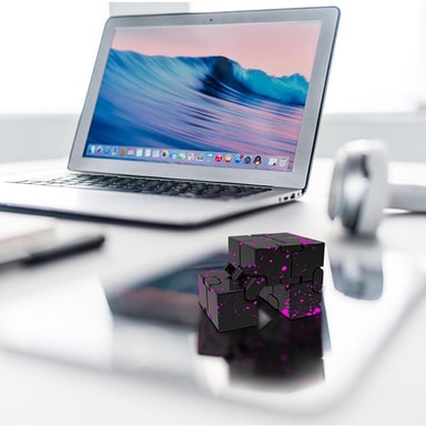 Fidget Toy Avslappning Infinite Cube Metall Flip Kub Blå-Rose - Elgiganten