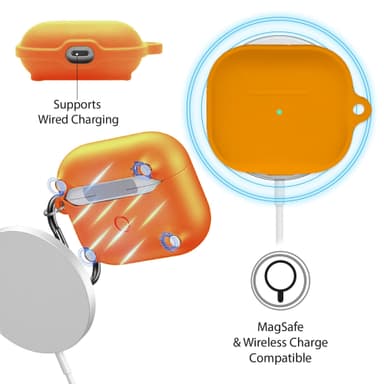 Magnetisk Magsafe Kompatibelt Fodral För Apple Airpods 3rd Gen Orange