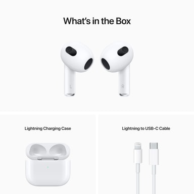 Apple AirPods 3:e gen (2022) trådlösa hörlurar med Lightning-fodral ...