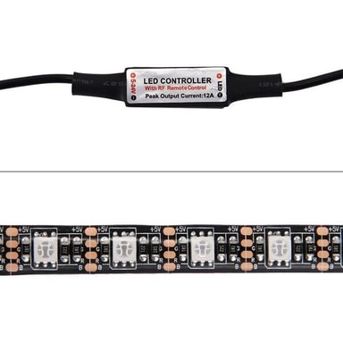 TV-belysning / LED-slinga med fjärr - 12W 60 LEDs SMD 5050 RGB 1x1m ...