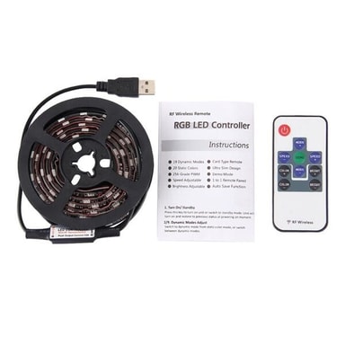 TV-belysning / LED-slinga med fjärr - 12W 60 LEDs SMD 5050 RGB 1x1m ...