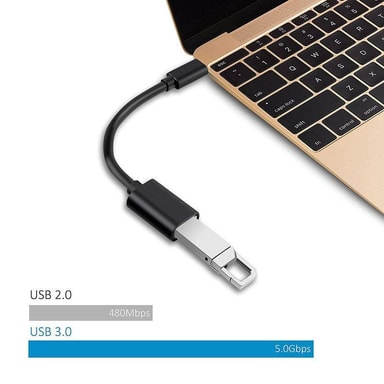 NÖRDIC OTG USB-A 3.1 till USBC adapter aluminium 10cm svart USB-C OTG ...
