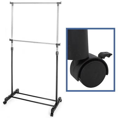 tectake Klädställning på hjul utdragbar 1 stång - svart - Elgiganten