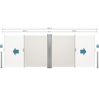 tectake Sidomarkis dubbel i Aluminium - 200 x 600 cm, beige - Elgiganten