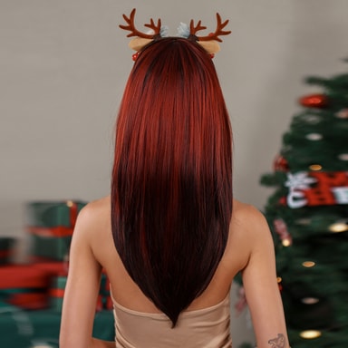 Jul vågigt långt lockigt hår med lugg hår peruker Mörkröd - Elgiganten ...