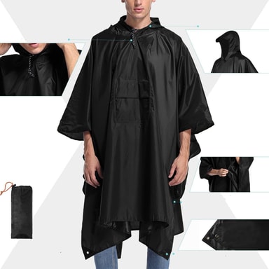 Multifunktionell regnponcho med huva Grön - Elgiganten