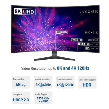 Cable Matters vinklad HDMI adapter 8K60Hz 4K120Hz HDR 2-pack - Elgiganten