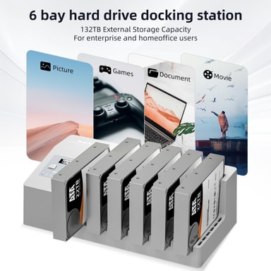 MAIWO 6x HDD kloning- och dockningsstation, 2,5""/3.5"" SATA HDD, USB-C ...