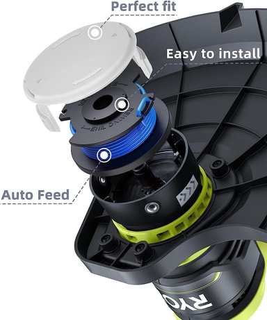 6-pack trimmerspolar med trimmertråd och lock RYOBI grästrimmer ...