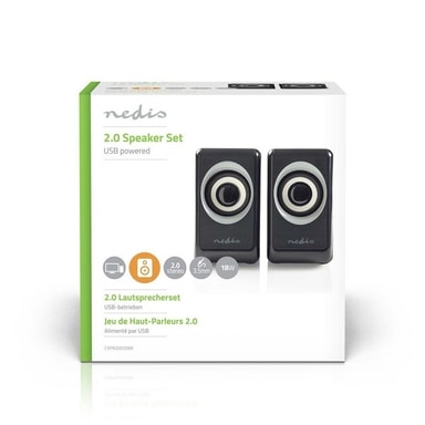 Nedis PC-högtalare | 2.0 | 18 W | 3.5 mm Hane | USB ström ...