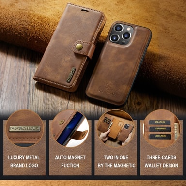 DG MING iPhone 16 Pro 2-i-1 Magnet Plånboksfodral - Brun - Elgiganten ...