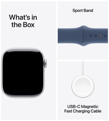 Apple Watch S10 46mm GPS (Silver Alu/Denim Sport Band) M/L - Elgiganten ...