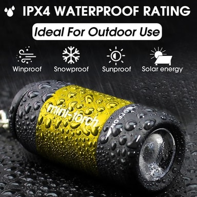 IPX4 Vattentät Mini Uppladdningsbar LED 25 Lumen Ficklampa - Svart ...